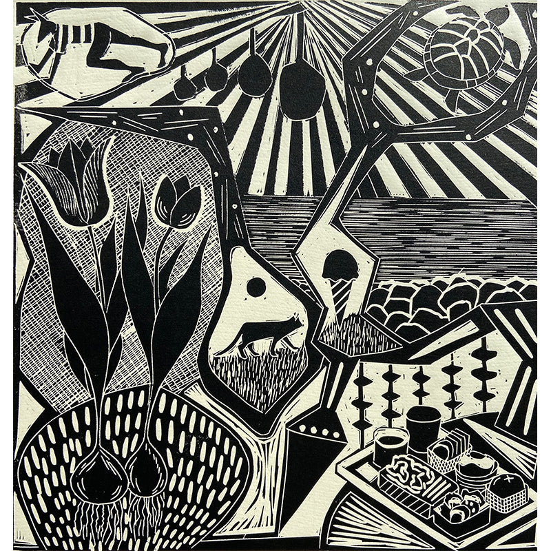 Multi block linocut – Sam Marshall Art